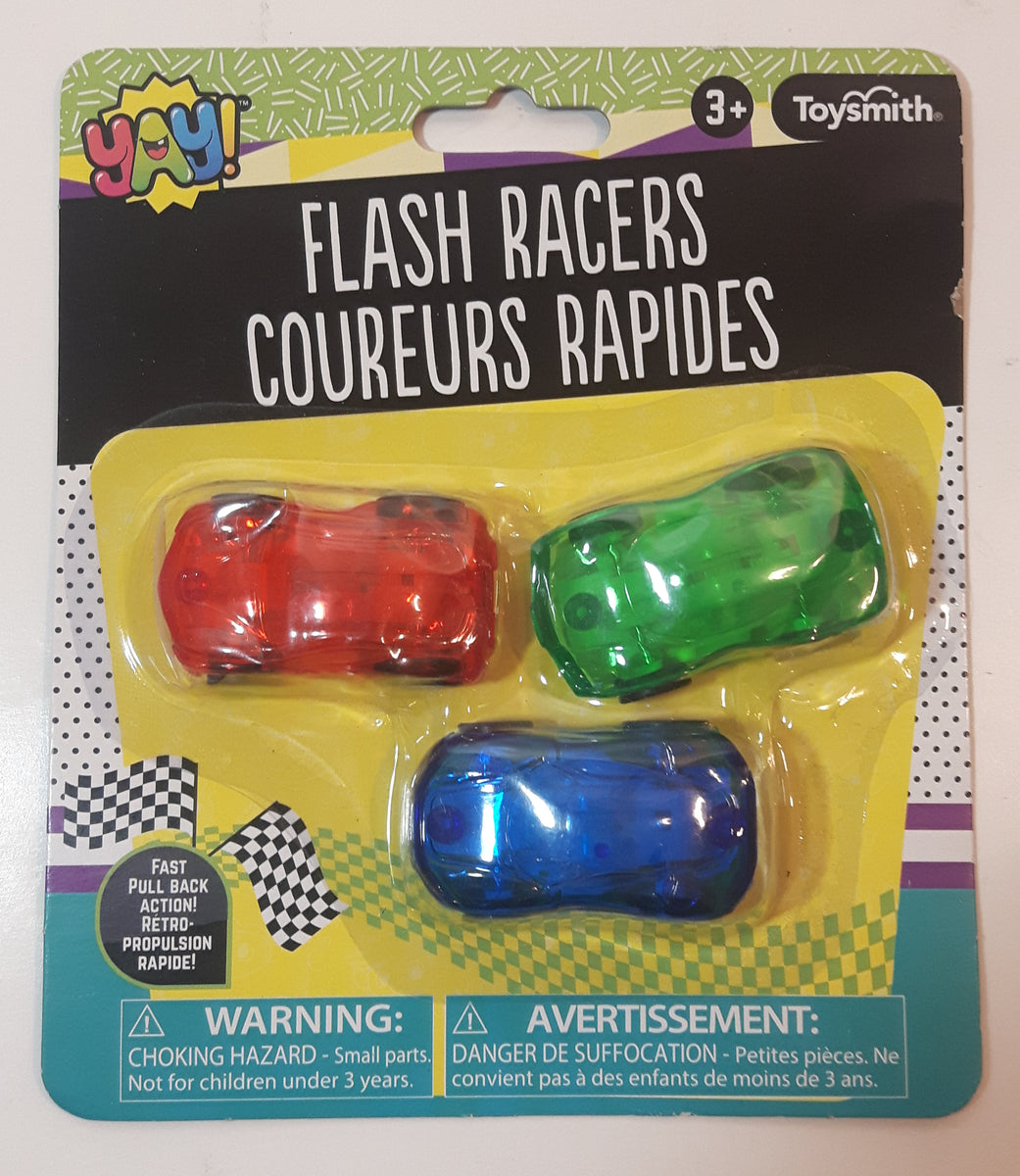 Toysmith YAY! Flash Racers 3 Pack Red Green Blue Pull Back Action Plas ...