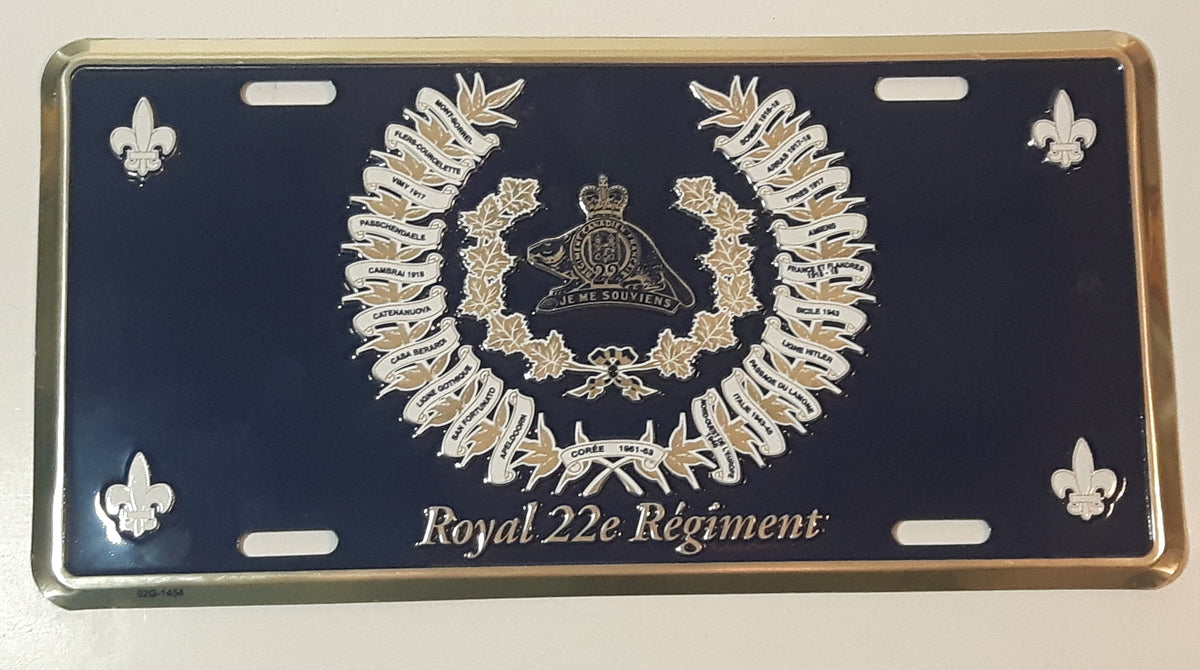 Rare Royal 22e Regiment Infantry Unit Embossed Metal Vanity License Pl ...