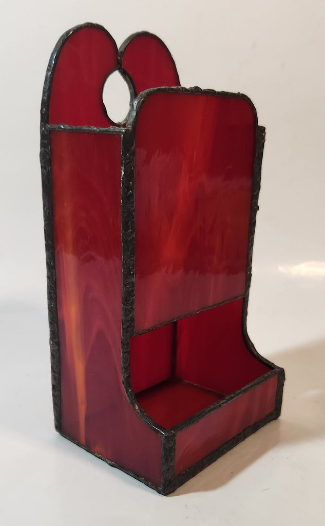 Vintage Red Leaded Stained Glass Match Holder Dispenser – Treasure ...