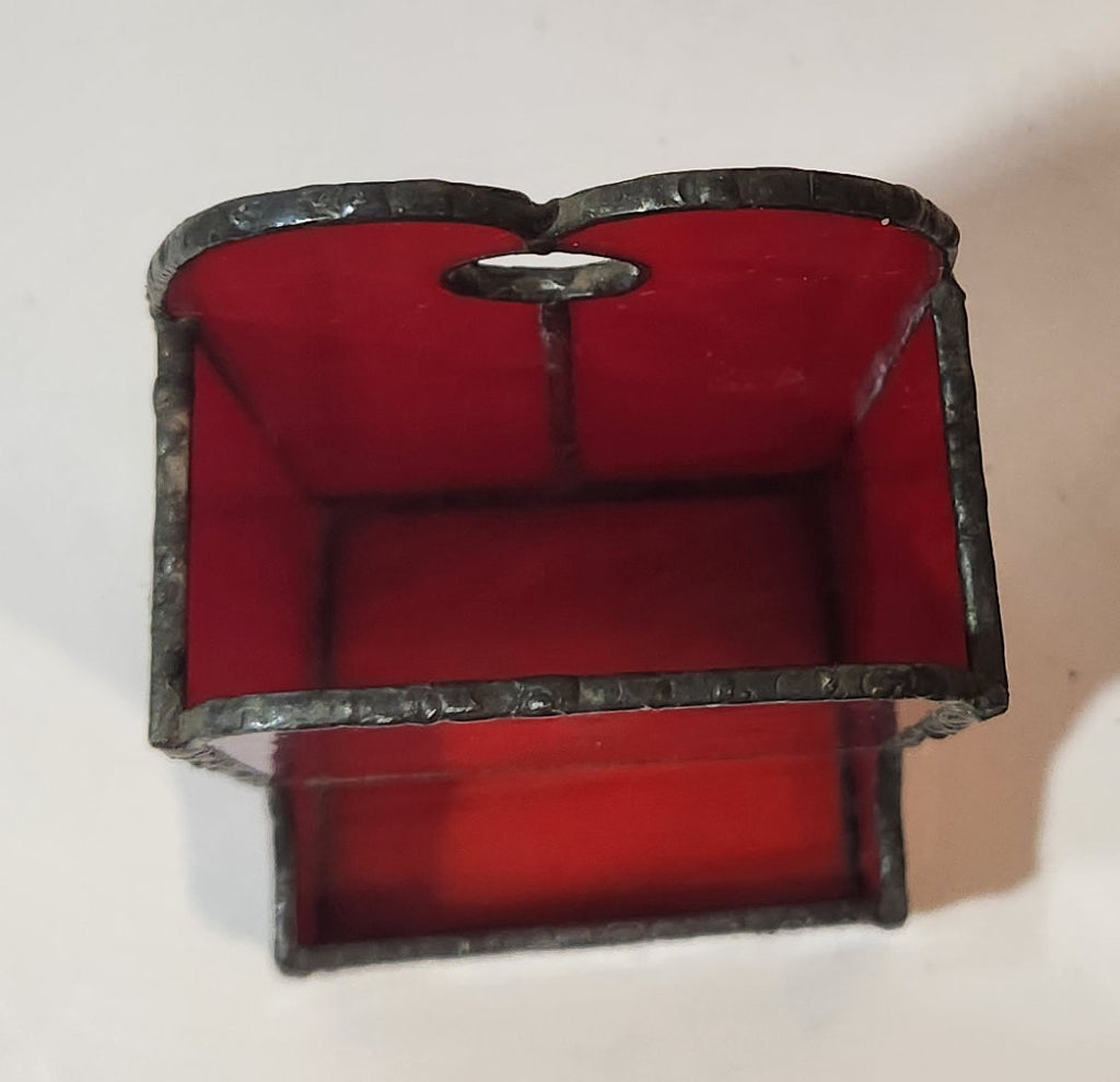 Vintage Red Leaded Stained Glass Match Holder Dispenser – Treasure ...