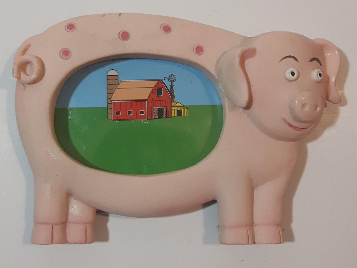 Farm Pig Shaped Picture Frame 3 1/4" x 4 5/8" Resin Fridge Magnet ...