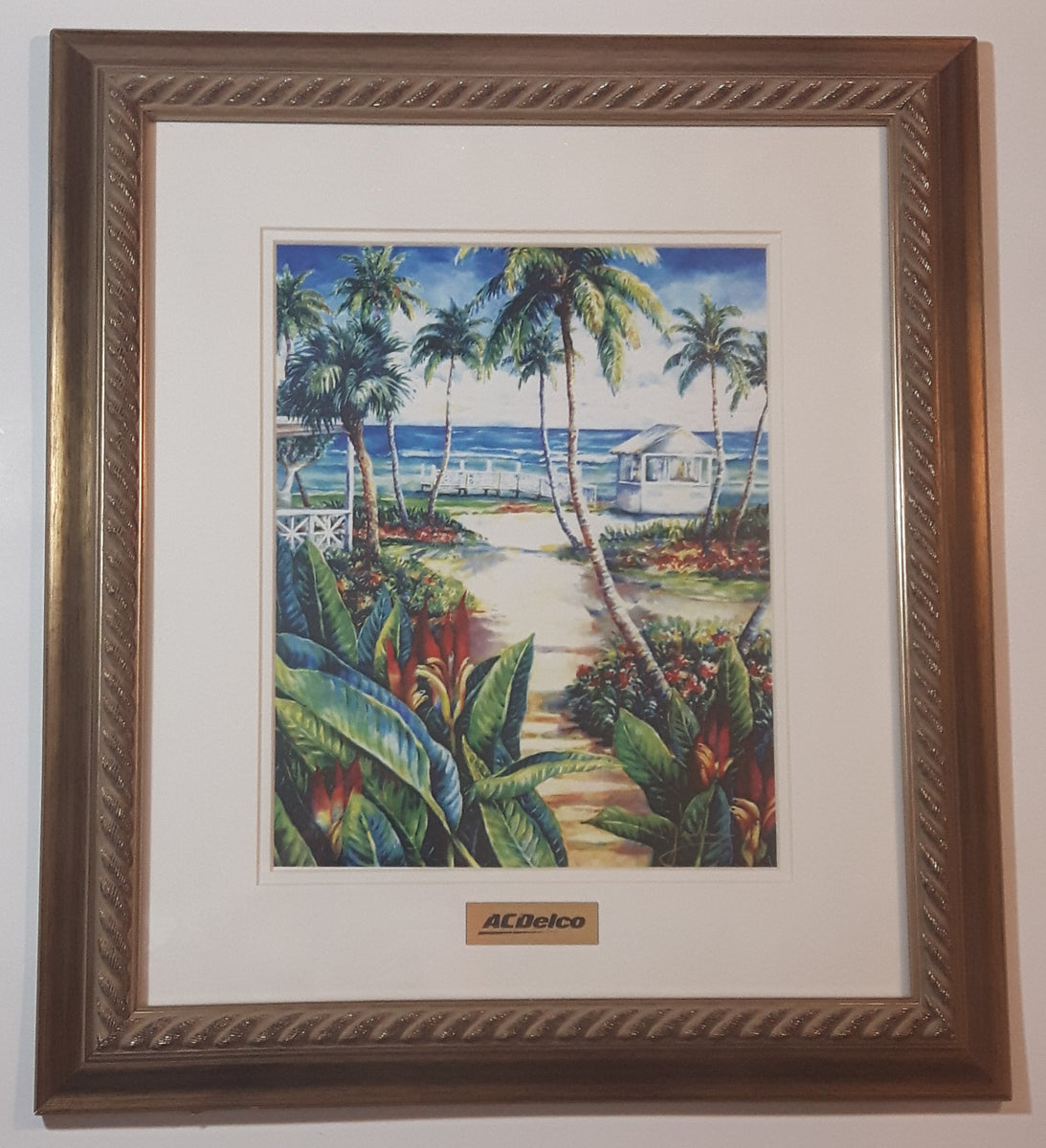 Rare AC Delco Paint Tropical Palm Tree Beach Scene Art Print – Treasure ...