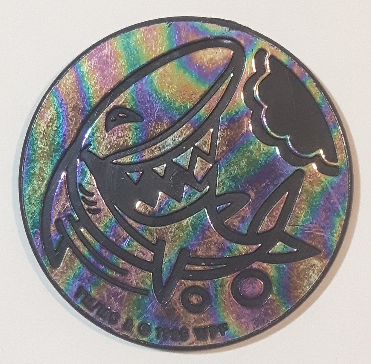 1995 WPF Pog Canada Games Shark Rainbow and Black Plastic Caps Pog Sla ...