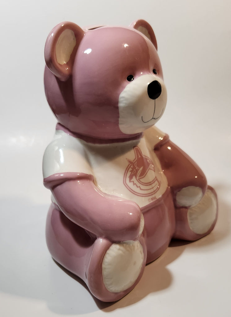Rare Vancouver Canucks NHL Ice Hockey Team Pink and White 7" Tall Cera ...