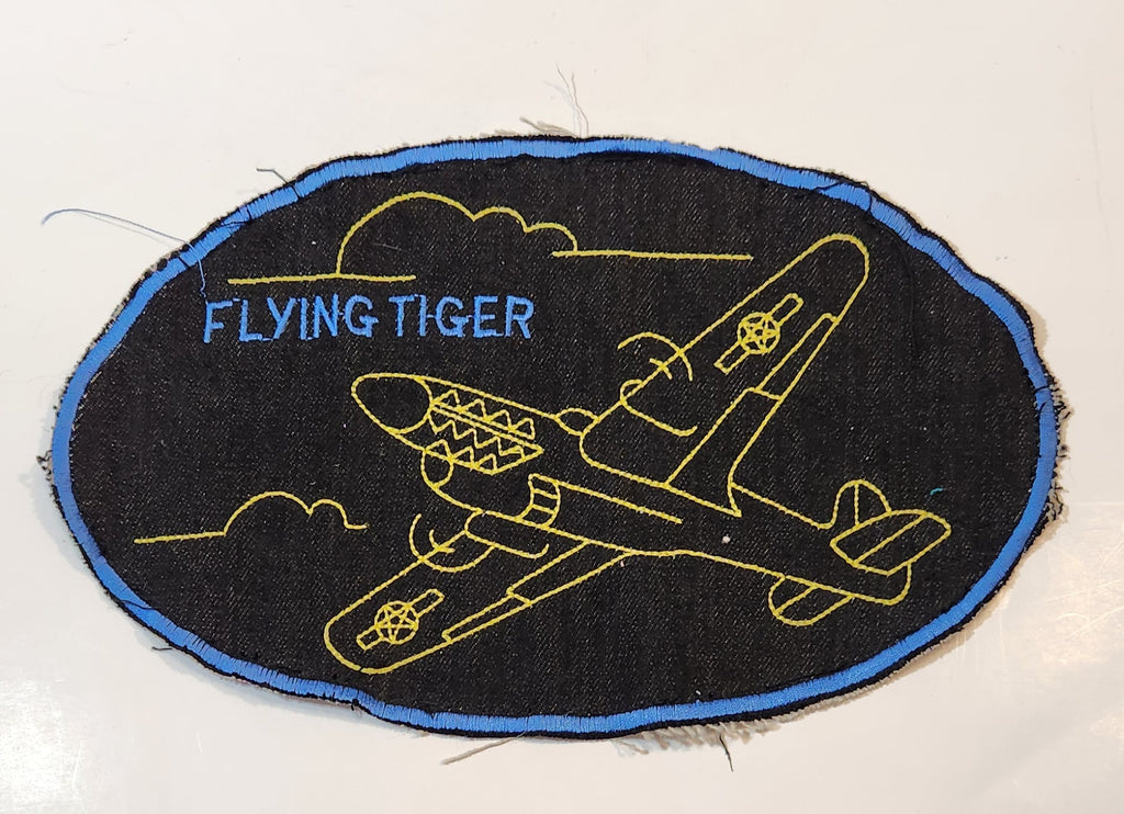 Rare Vintage Flying Tiger WWII Large 7" x 11" Embroidered Fabric Patch ...