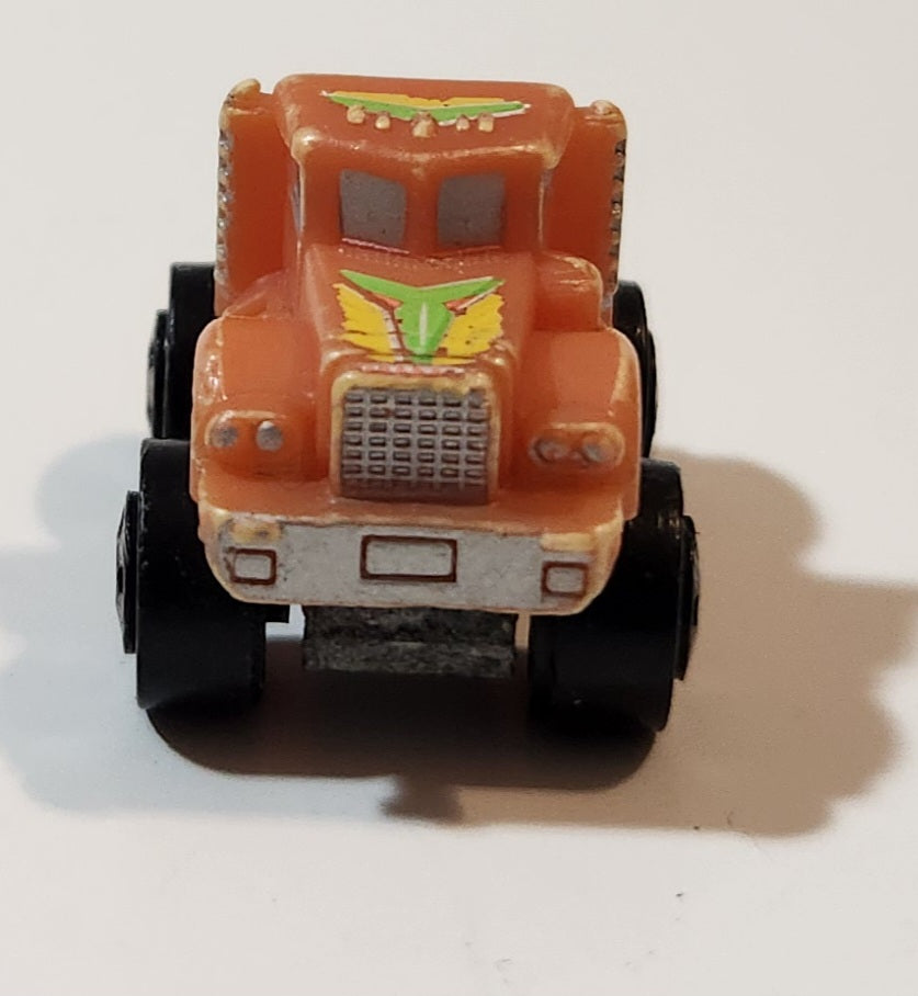 1987 Road Champs Semi Truck Orange Micro Mini Die Cast Toy Car Vehicle ...