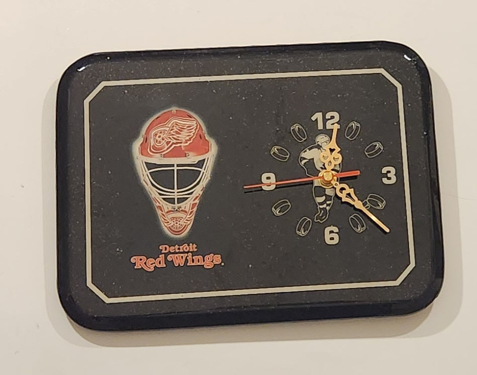 1980s Detroit Red Wings NHL Ice Hockey Team Black Lacquered Wood Wall ...