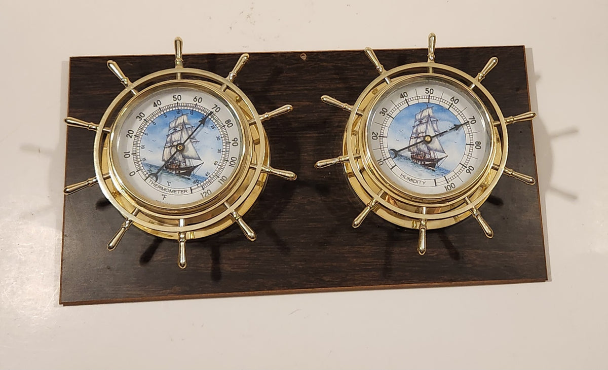 Nautical Ship Themed Thermometer Hygrometer Weather Station Plaque Mad ...