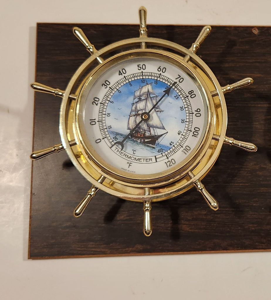 Nautical Ship Themed Thermometer Hygrometer Weather Station Plaque Mad ...
