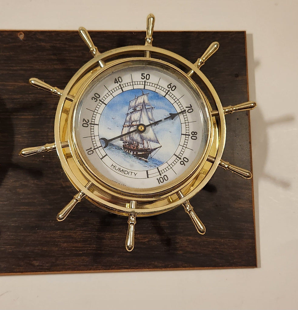 Nautical Ship Themed Thermometer Hygrometer Weather Station Plaque Mad ...