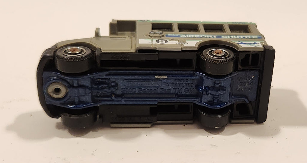 2016 Matchbox City GMC School Bus Airport Shuttle Grey Die Cast Toy Ca ...