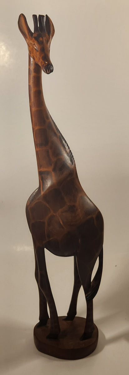 Hand Carved Wood Giraffe 24" African Animal Sculpture – Treasure Valley ...