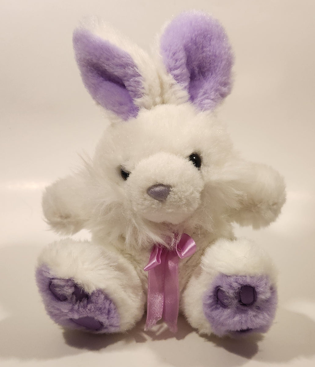 White and Purple Bunny Rabbit with Pink Bow 10" Stuffed Plush Toy ...