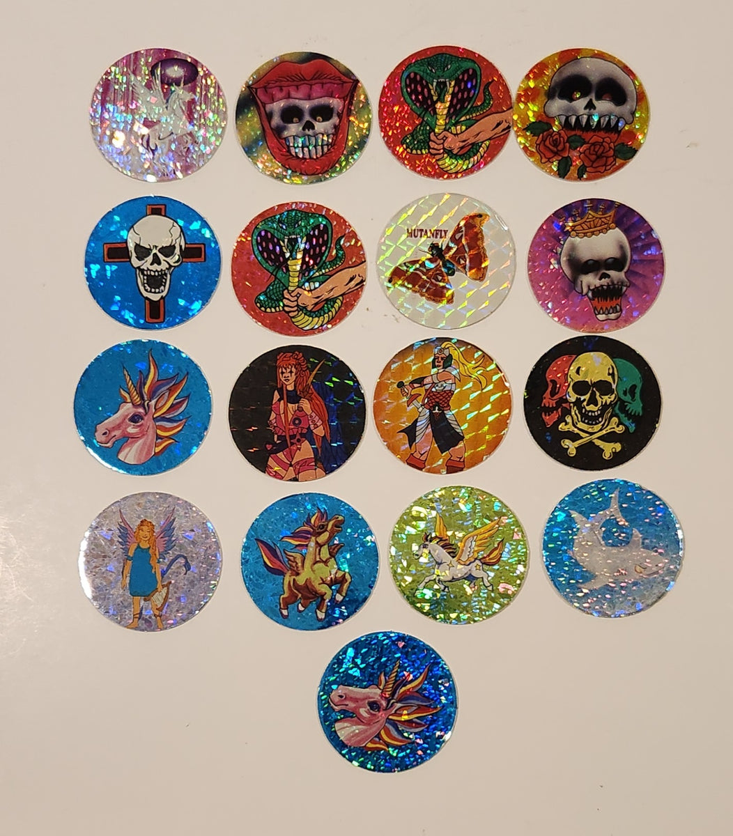 Mixed Shiny Pogs Caps Lot of 17 – Treasure Valley Antiques & Collectibles