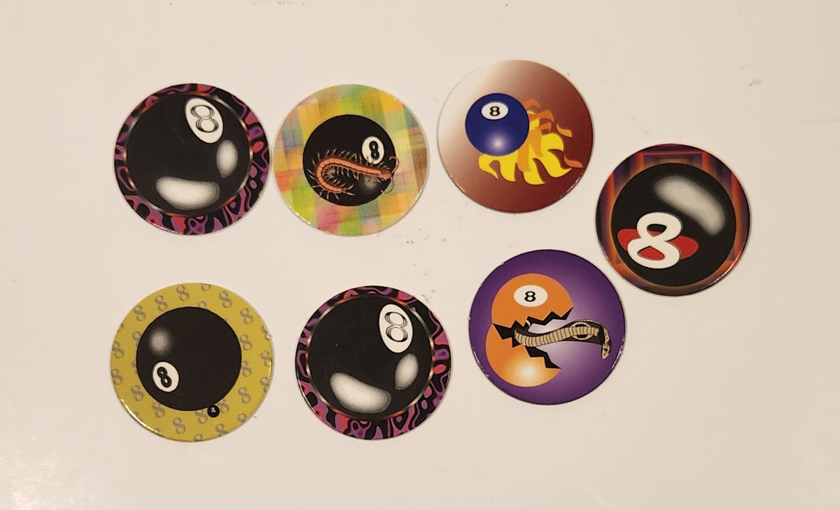 Mixed 8 Ball Pogs Caps Lot of 7 – Treasure Valley Antiques & Collectibles
