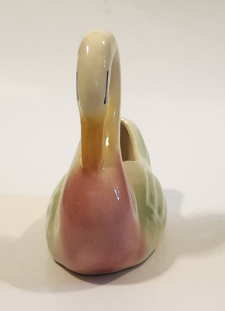 Vintage Pink Green White 5 1/4" Long Swan Bird Planter – Treasure ...