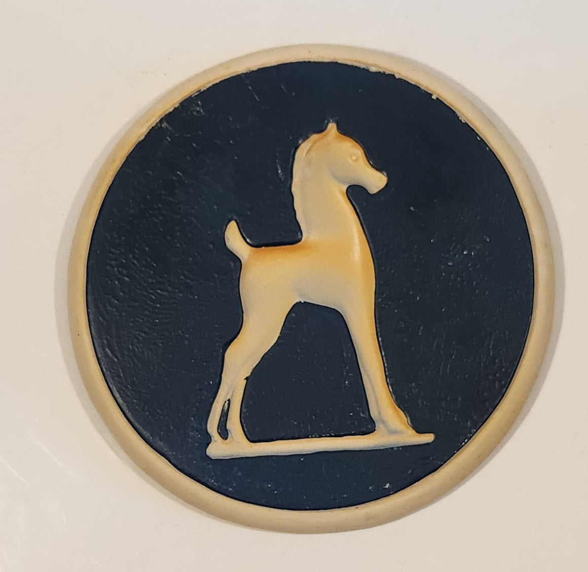 Vintage 1940s Corona Art Ware Horse Cameo Facing Right Blue and White ...