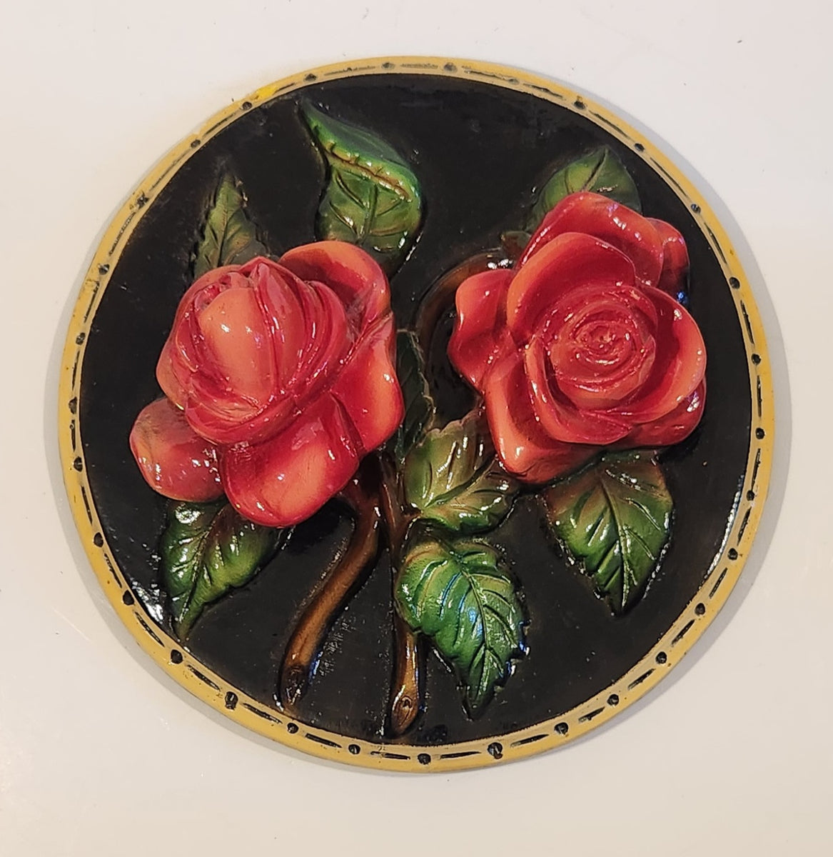 Vintage Devonware Red Roses 7 1/2" 3D Chalkware Wall Hanging – Treasure ...