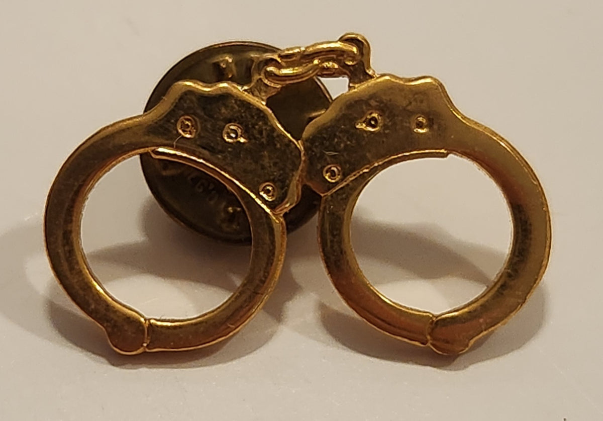 Handcuffs 3/4" x 1 1/8" Gold Tone Metal Lapel Pin – Treasure Valley ...