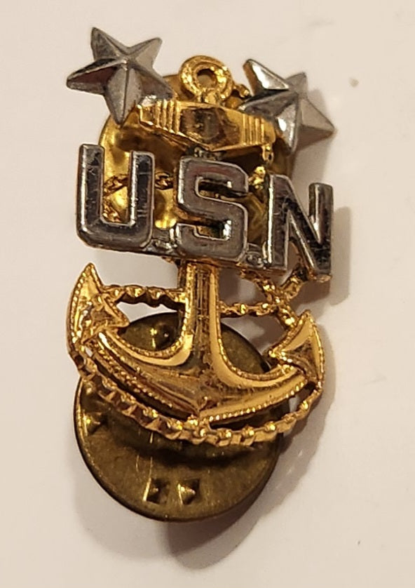 USN United States Navy Petty Officer Master Chief Pin 2 Stars Anchor G ...
