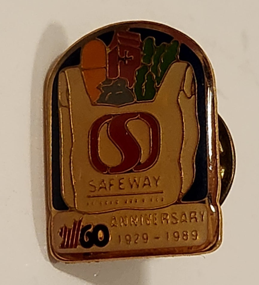 1929 to 1989 Safeway 60th Anniversary Grocery Bag Themed Enamel Metal ...