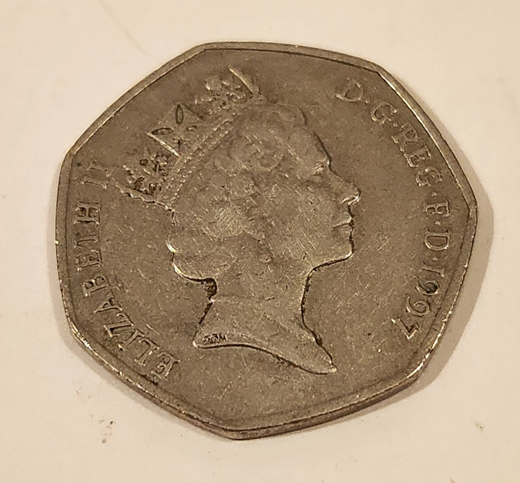 1997 Great Britain Queen Elizabeth II Fifty Pence 50p Metal Coin ...