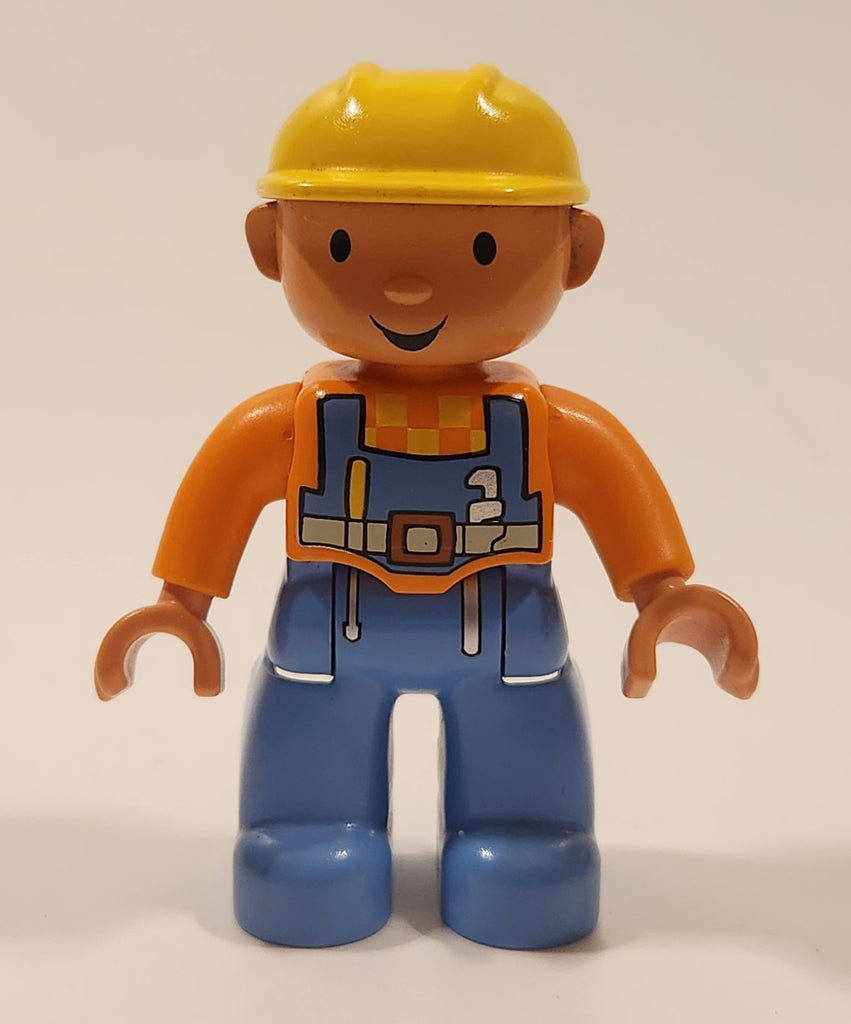 Lego Duplo Construction Worker Character Blue Vest Yellow Helmet 2 1/2 ...