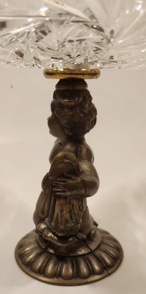 Antique 1930s 5599 Kintaro Boy Cherub Riding Koi Fish Brass and Crysta ...