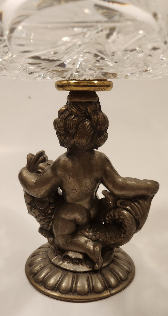 Antique 1930s 5599 Kintaro Boy Cherub Riding Koi Fish Brass and Crysta ...