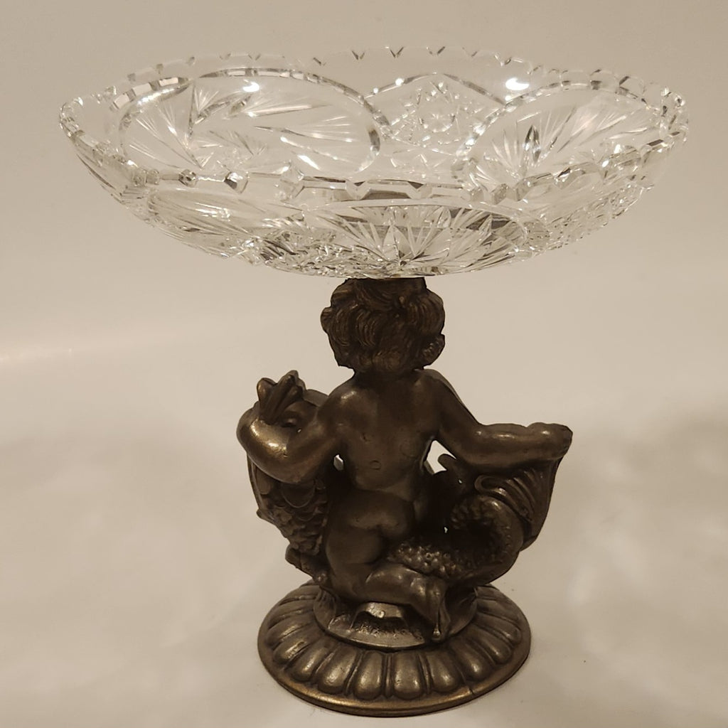 Antique 1930s 5599 Kintaro Boy Cherub Riding Koi Fish Brass and Crysta ...
