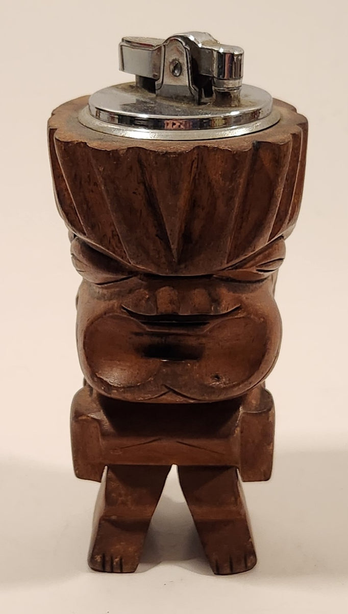 Vintage Carved Milo Wood Tiki God Table Lighter Made in Hawaii ...