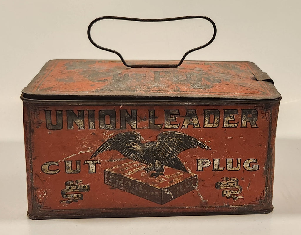 Antique Union Leader Cut Plug Tobacco For Smoking or Chewing Tin Metal ...