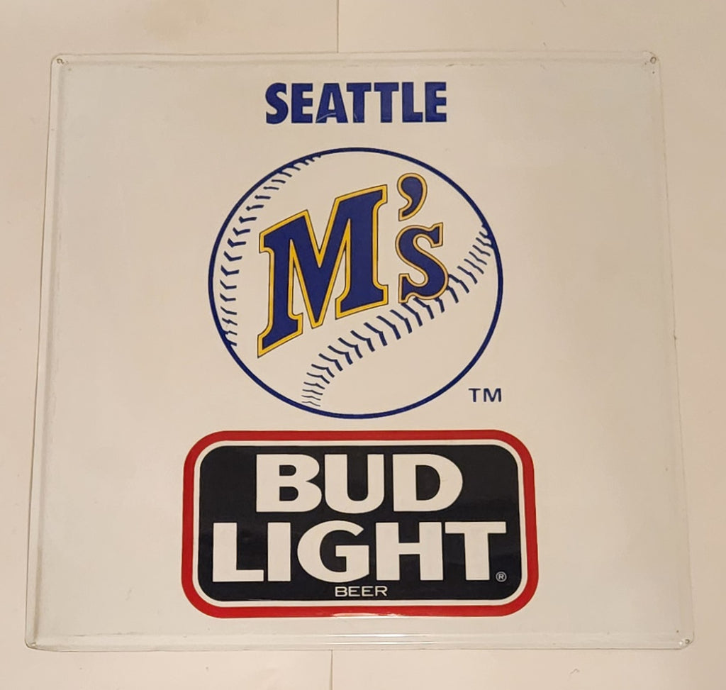 Rare Vintage MLB Seattle Mariners Bud Light Beer 22" x 22" Metal Sign ...