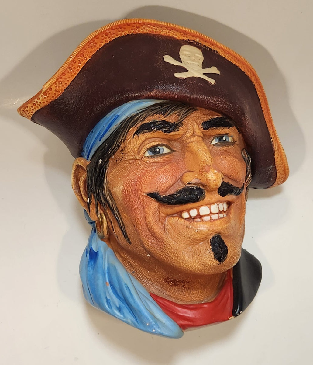 Vintage Bossons Captain Kidd Pirate Bucaneer Chalkware 3D Face Head Wa ...
