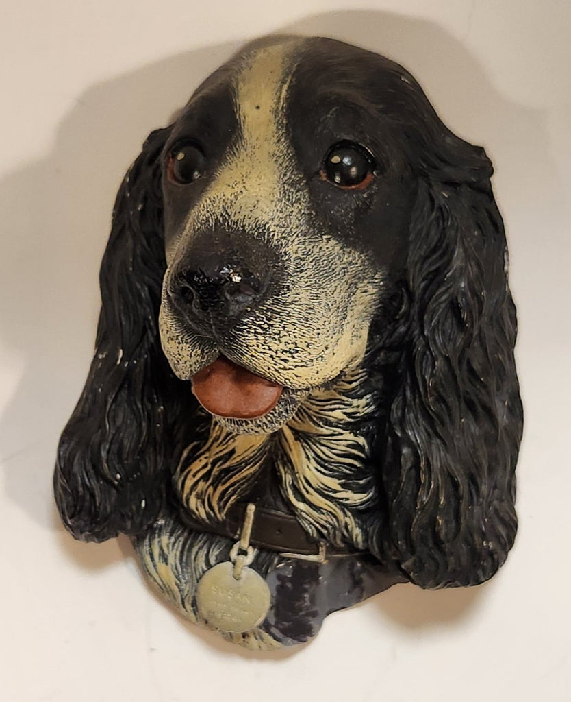 Vintage Bossons Black Cocker Spaniel Dog Chalkware 3D Face Head Wall D ...