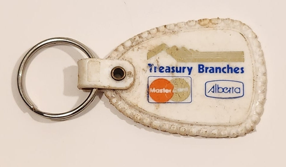 Vintage Alberta Treasury Branches Mastercard White Plastic Fob Keychai ...