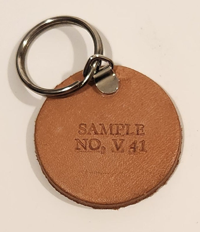 Vintage Salesman Sample No. V 41 Round Leather Fob Keychain Ring ...
