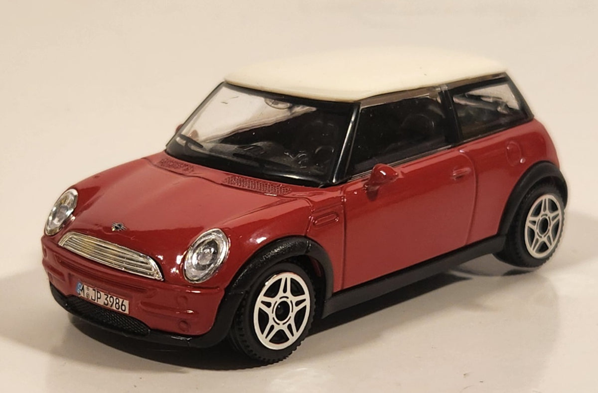 Burago Mini Cooper Red with White Roof 1/43 Scale Die Cast Toy Car Veh ...