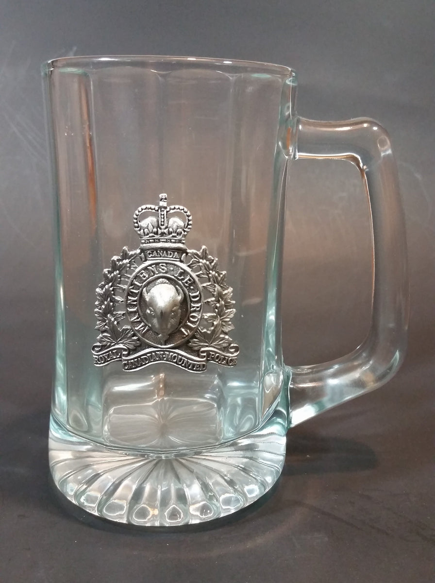 Vintage Clear Glass RCMP Royal Canadian Mounted Police Pewter Crest Be ...
