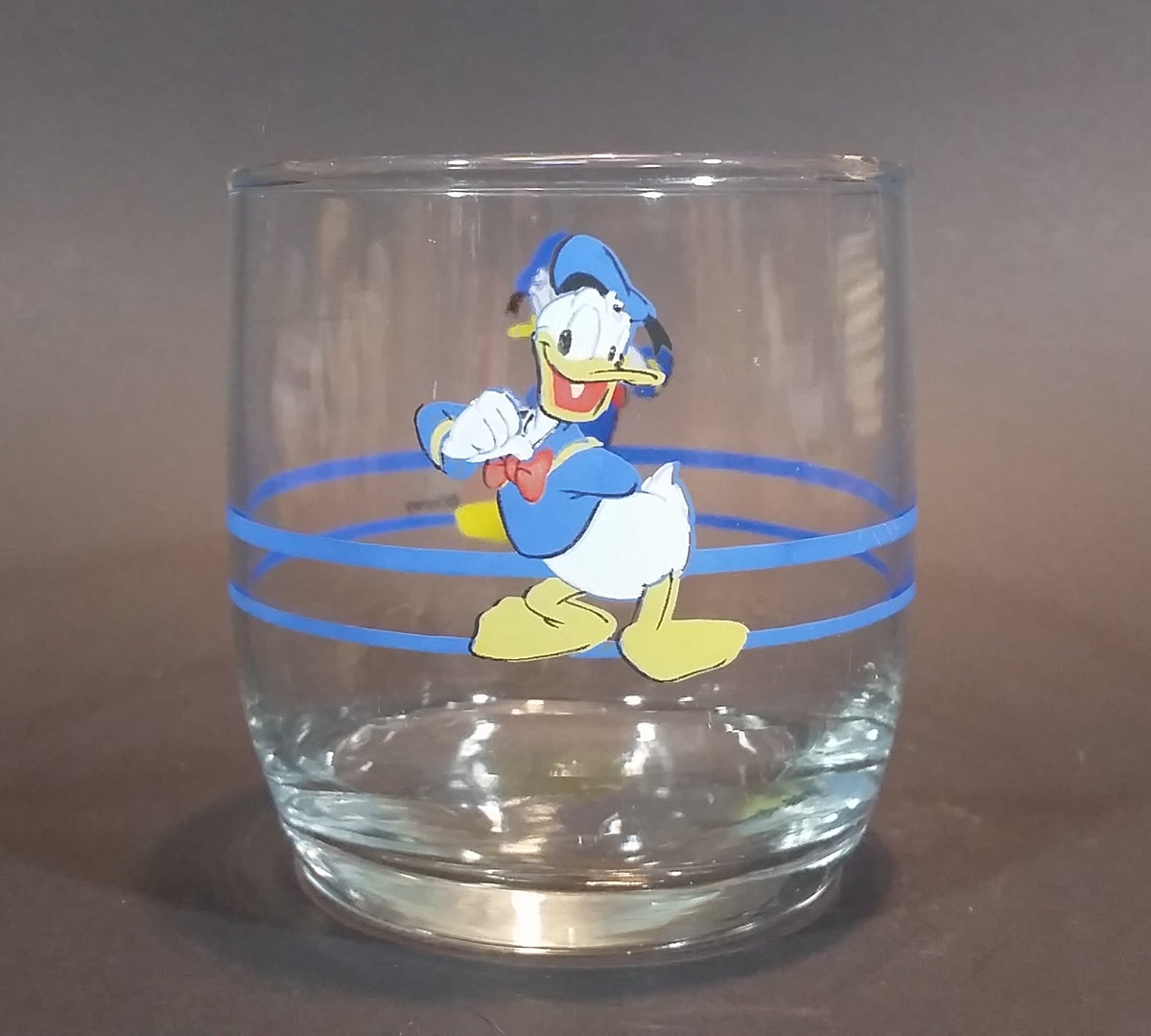 Rare Vintage Donald Duck Disney Blue Ringed Cartoon Character Clear Gl ...