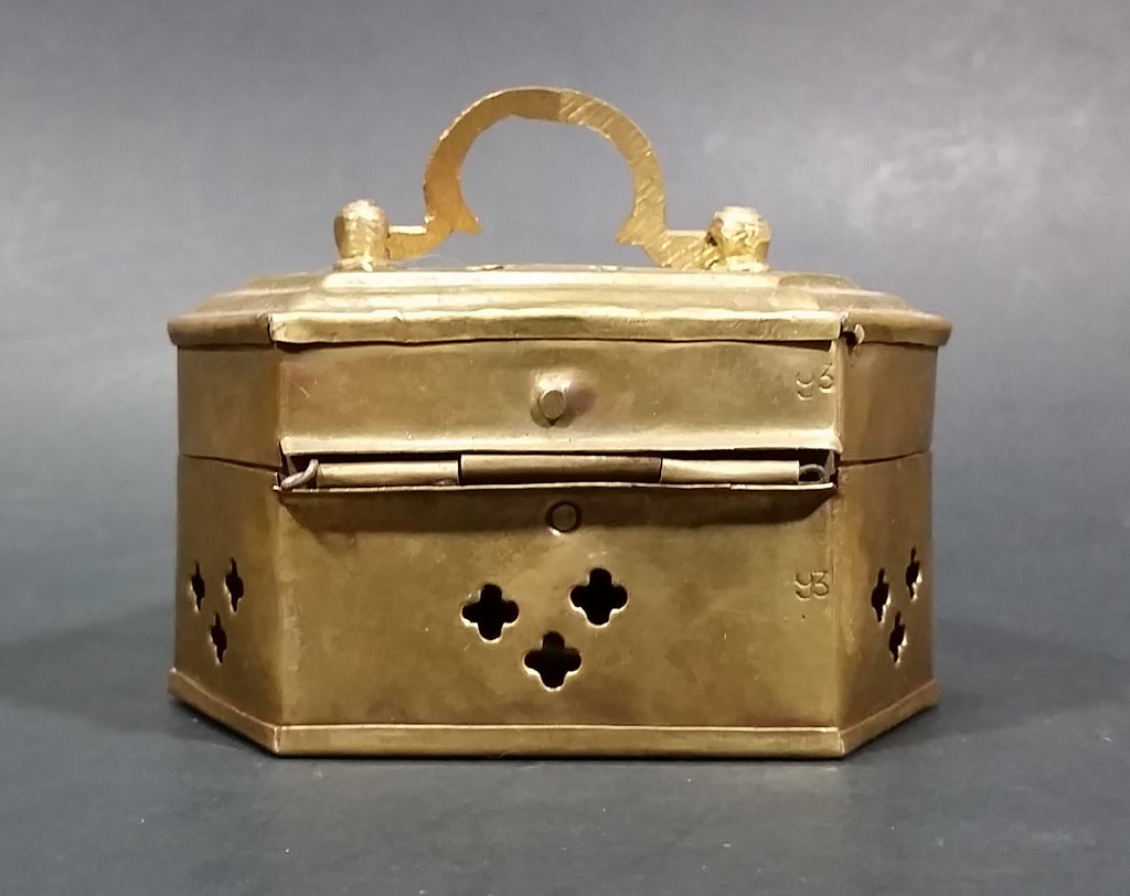 Vintage Diamond Shaped Hammered Brass Cricket Box w/ Handle (Wedding R ...