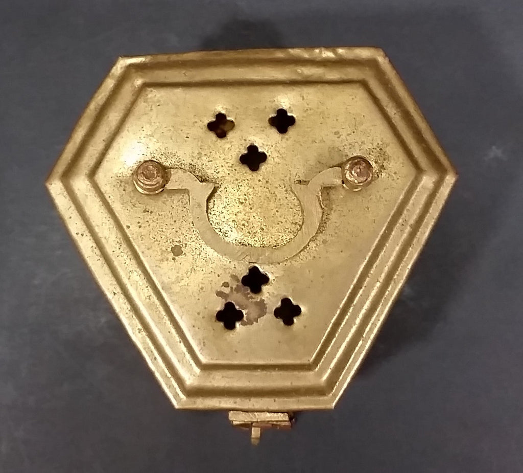 Vintage Diamond Shaped Hammered Brass Cricket Box w/ Handle (Wedding R ...
