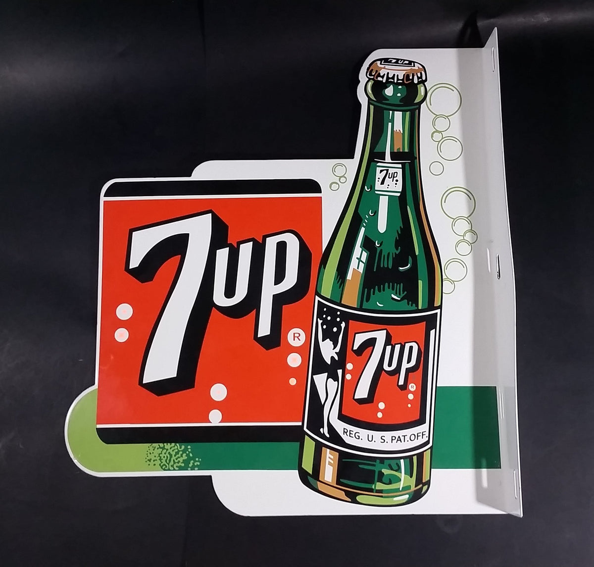 Rare Vintage Style Large 7-Up 7up Seven-Up Soda Pop Double Sided Porce ...