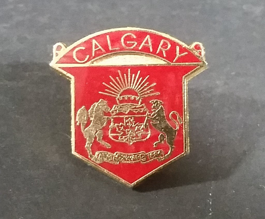 City of Calgary Coat of Arms Red and Gold Enamel Lapel Pin - 1884 Onwa ...