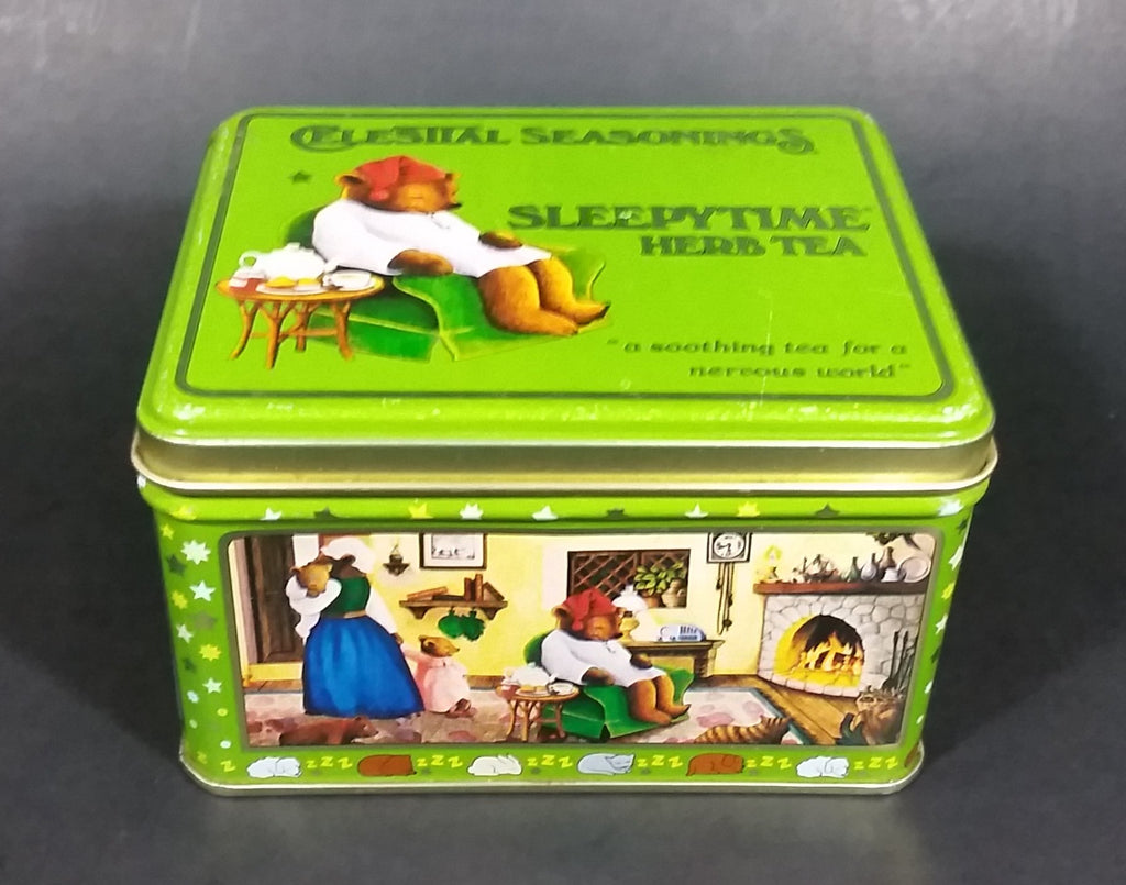 1982 Celestial Seasonings Sleepytime Herb Tea Empty Green Tin Containe ...