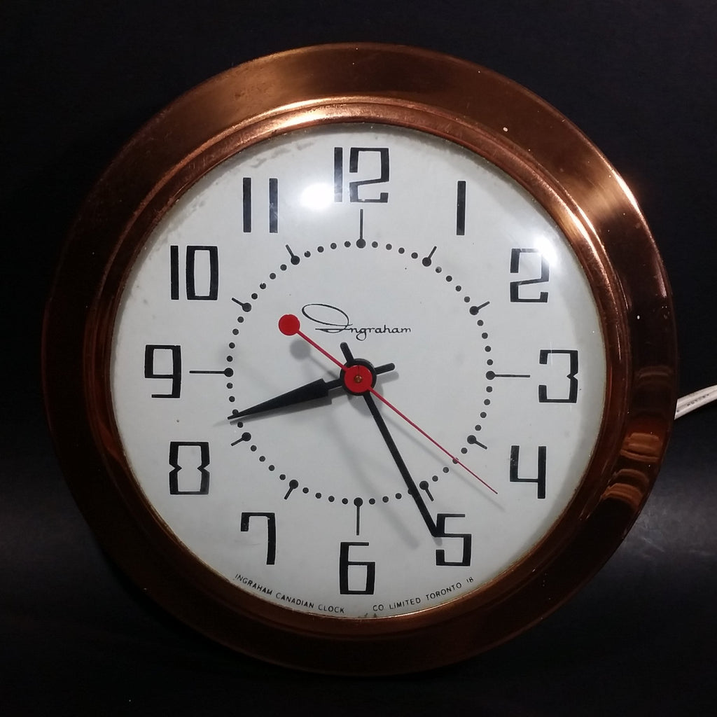 Retro Mid-Century Ingraham 7" Round Electric Plug In Wall Clock Toront ...