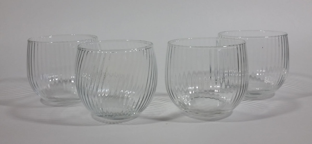 Set of 4 Ribbed Small Clear 2 3/4" Ribbed Drinking Glasses – Treasure ...