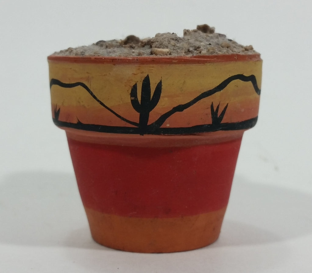 1997 Arizona New Mexico Desert Style Painted Pottery Planter Fridge Ma ...