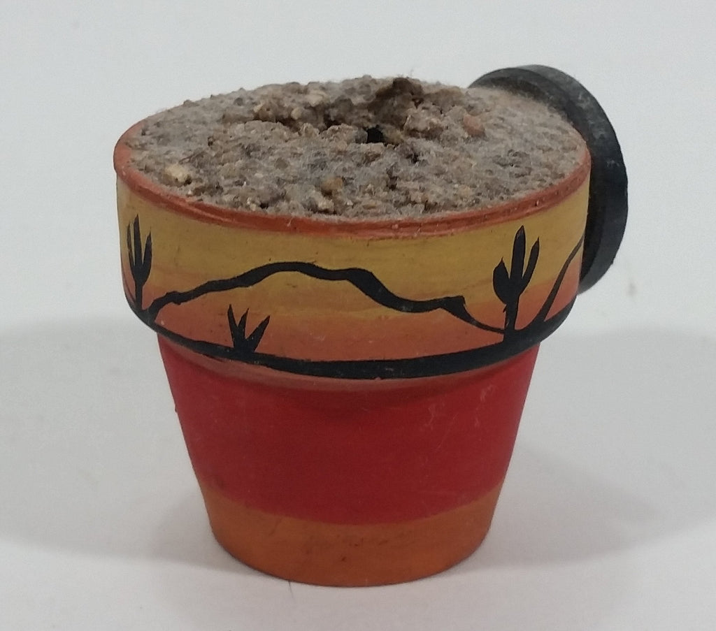 1997 Arizona New Mexico Desert Style Painted Pottery Planter Fridge Ma ...