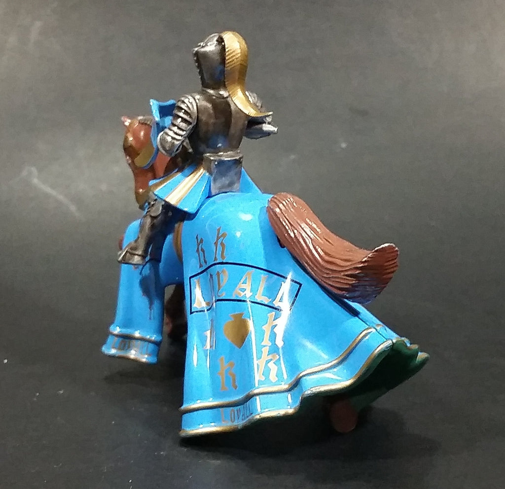 1997 Britains Die Cast Jousting Medieval Knight on Blue Draped Brown H ...